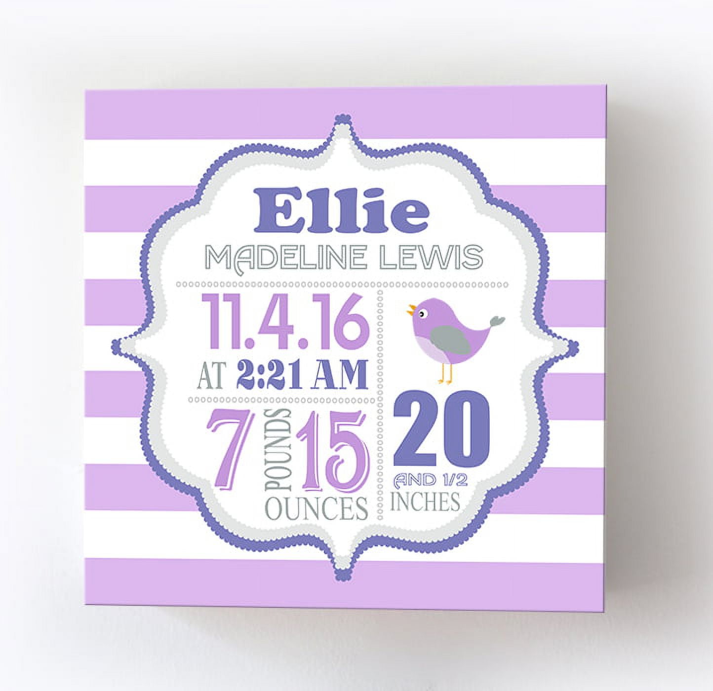 Personalized Canvas Birth Announcement Nursery Decor Gift, Lovebird ...