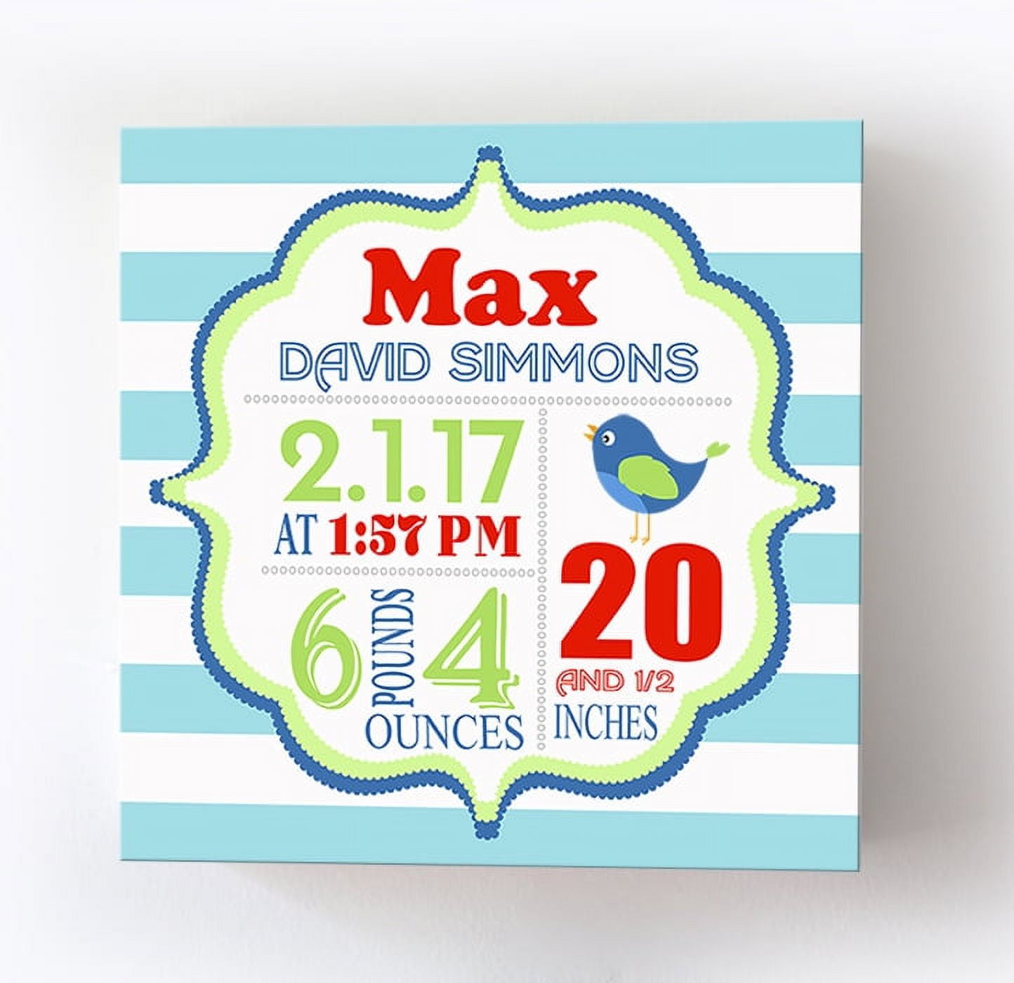 Personalized Canvas Birth Announcement Nursery Decor Gift, Lovebird ...