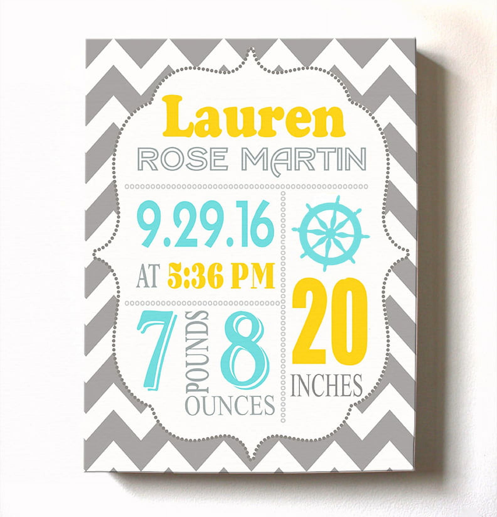 Personalized Canvas Birth Announcement Nursery Decor Gift, Nautical ...