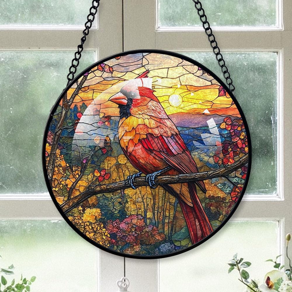 Personalized Cardinal Bird Suncatcher Stained Glass, Cardinal Bird ...
