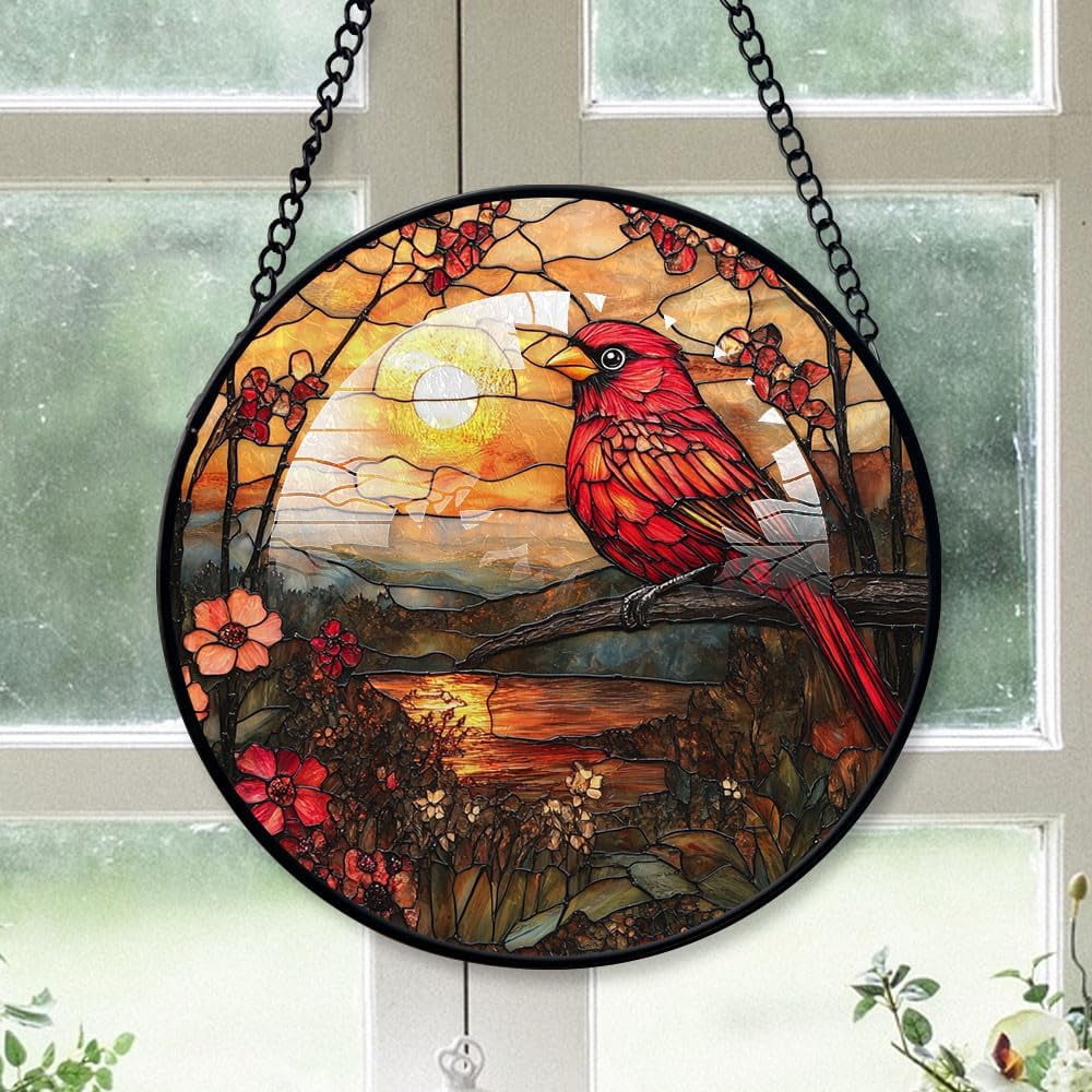 Personalized Cardinal Bird Suncatcher Stained Glass, Cardinal Bird ...