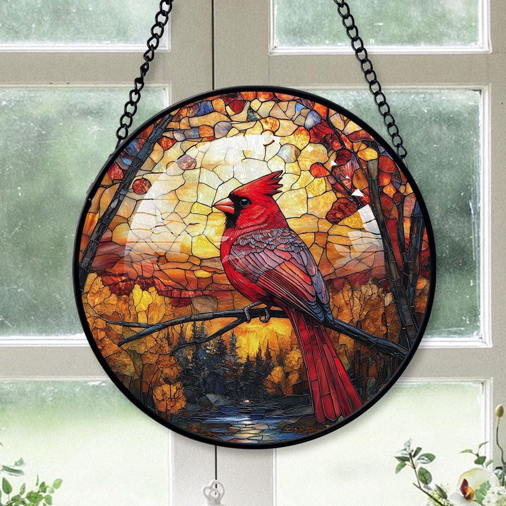 Personalized Cardinal Bird Suncatcher Stained Glass, Cardinal Bird ...