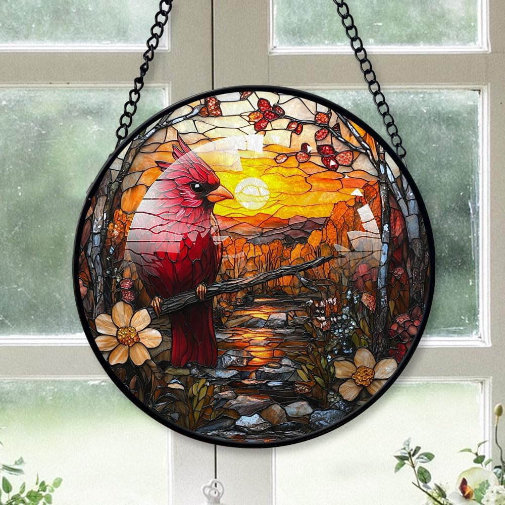 Personalized Cardinal Bird Suncatcher Stained Glass, Cardinal Bird ...