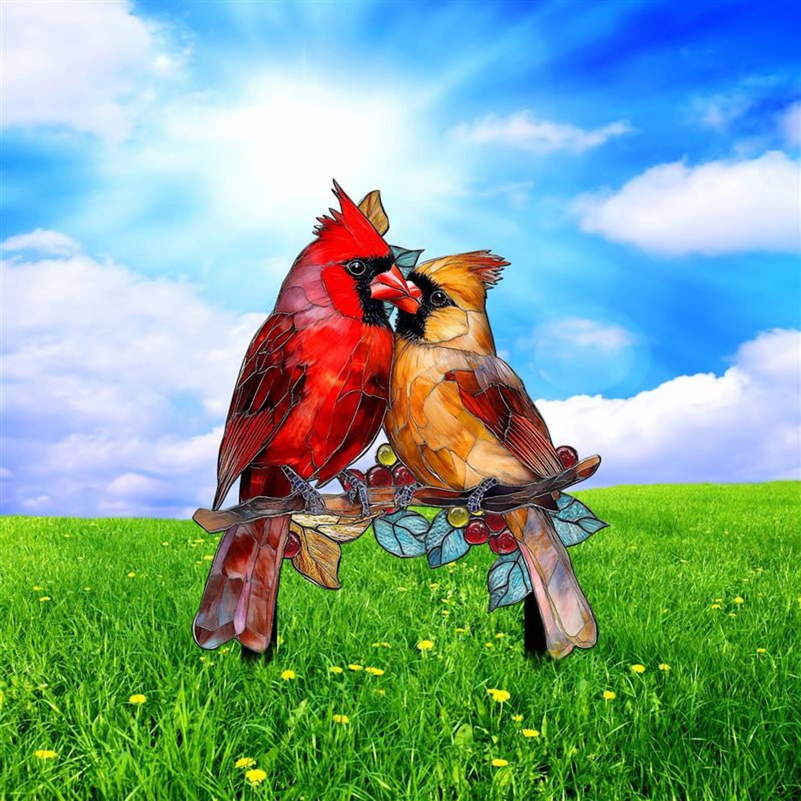 Personalized Cardinal Couple Metal Garden Stake – Custom Memorial Yard ...