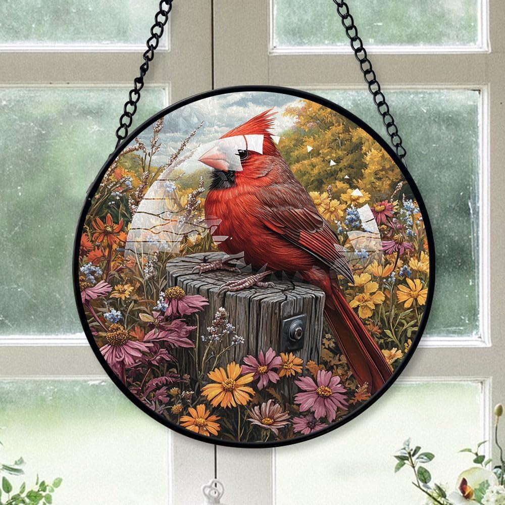 Personalized Cardinal Suncatcher Stained Glass, Cardinal Stained Glass ...