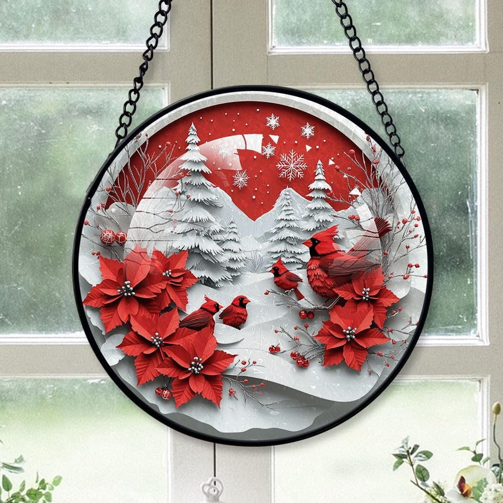Personalized Cardinal Suncatcher Stained Glass, Cardinal Stained Glass ...