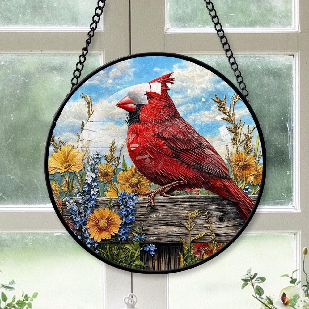 Personalized Cardinal Suncatcher Stained Glass, Cardinal Stained Glass ...
