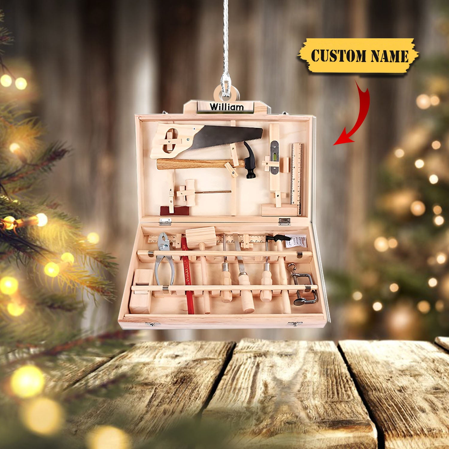 Personalized Carpenter Tool Box christmas ornament, Custom Name ...