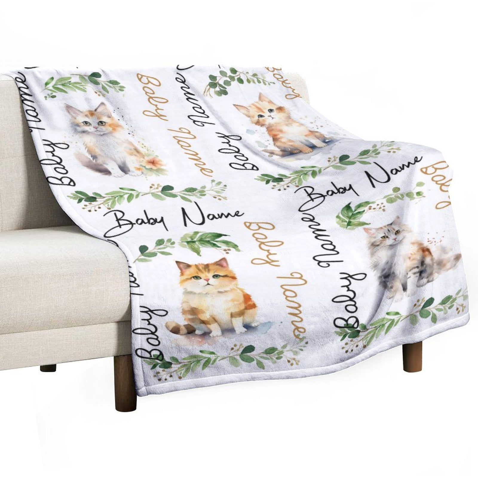 Personalized Cat Baby Blanket Custom Monogrammed Receiving Blankets for ...