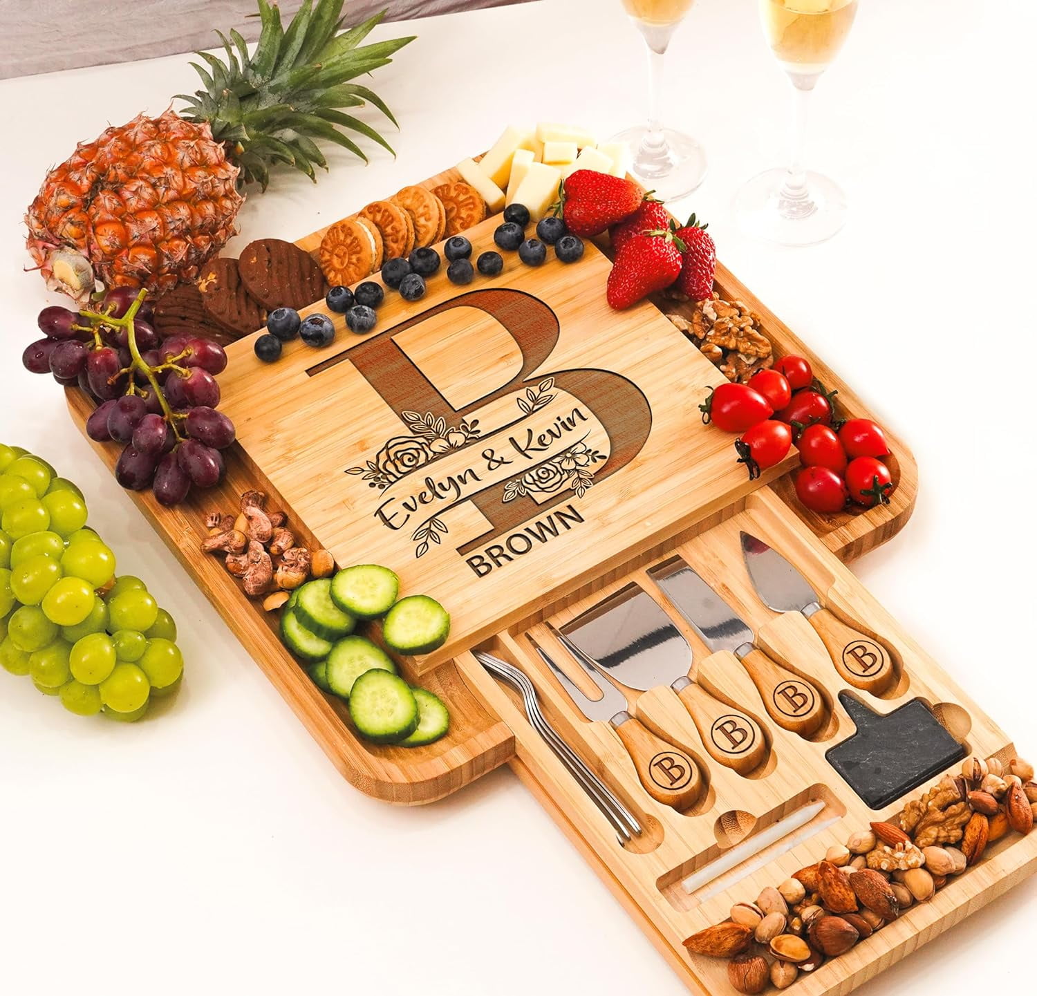 Personalized Charcuterie Board Gifts Set, Custom Large Cheese Board ...
