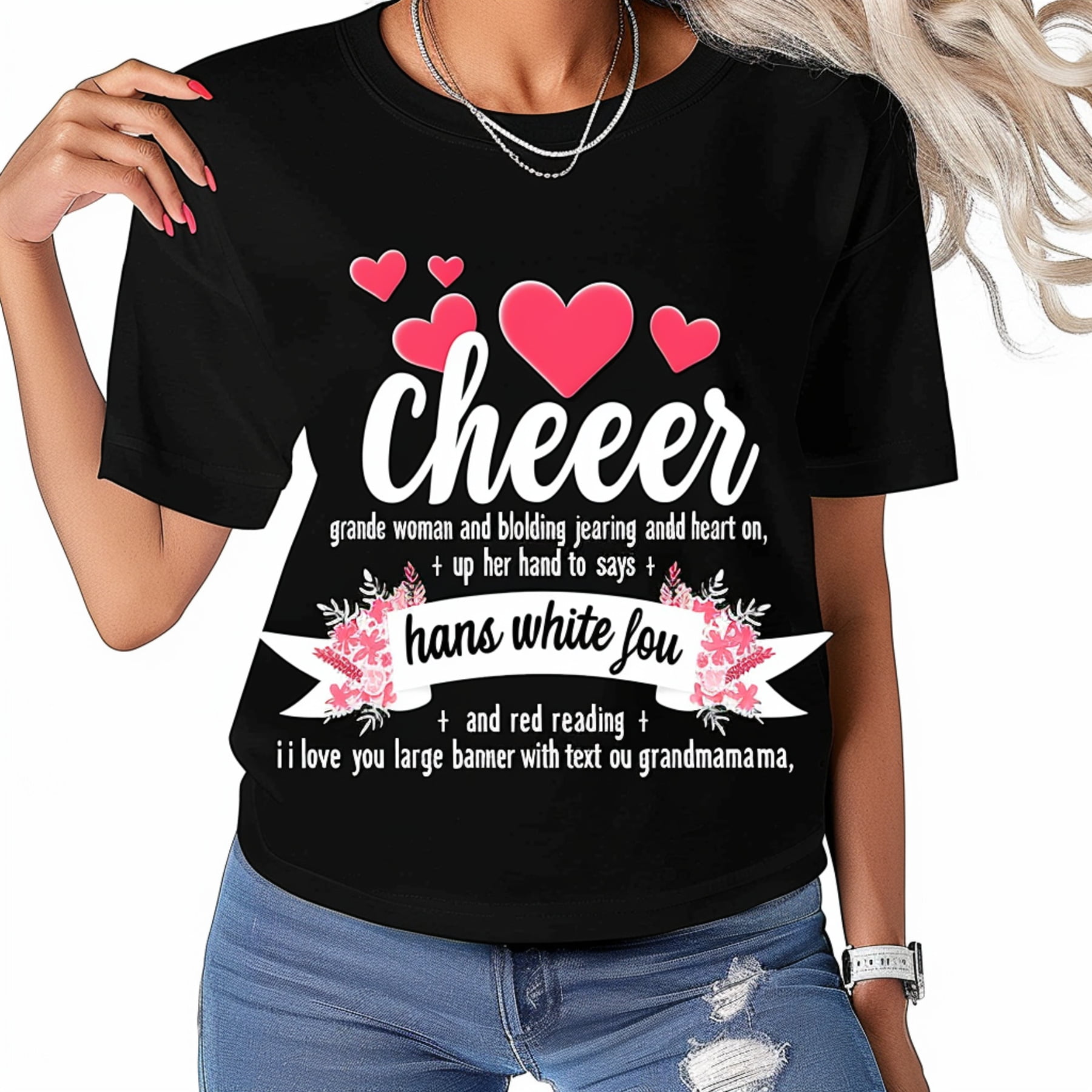Personalized Cheer Grandma TShirt with Heart Design and Watch Perfect ...