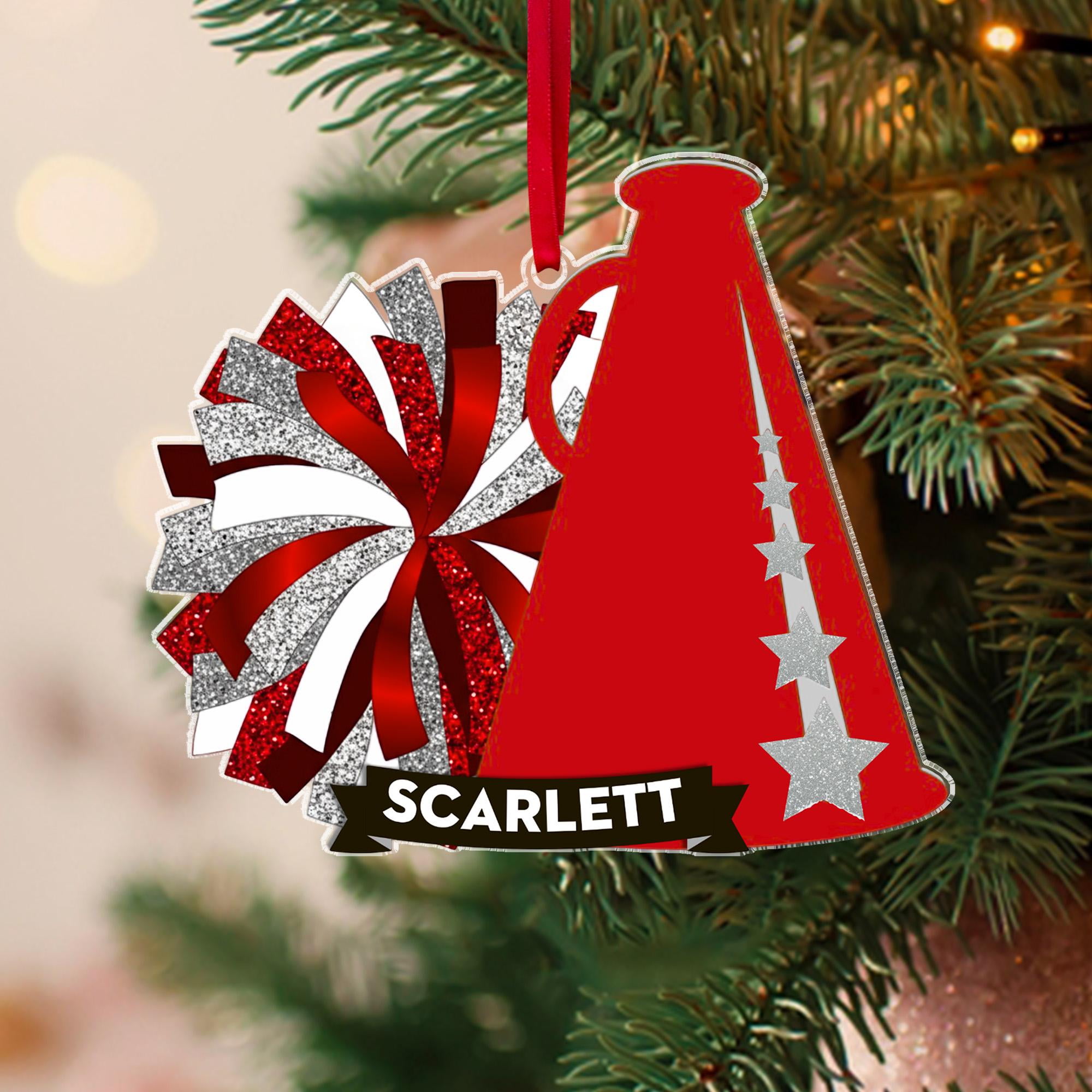 Personalized Cheerleader Girl 2D Flat Ornament 2025 + Cheerleading Squad Keepsake + Coach/Team ...