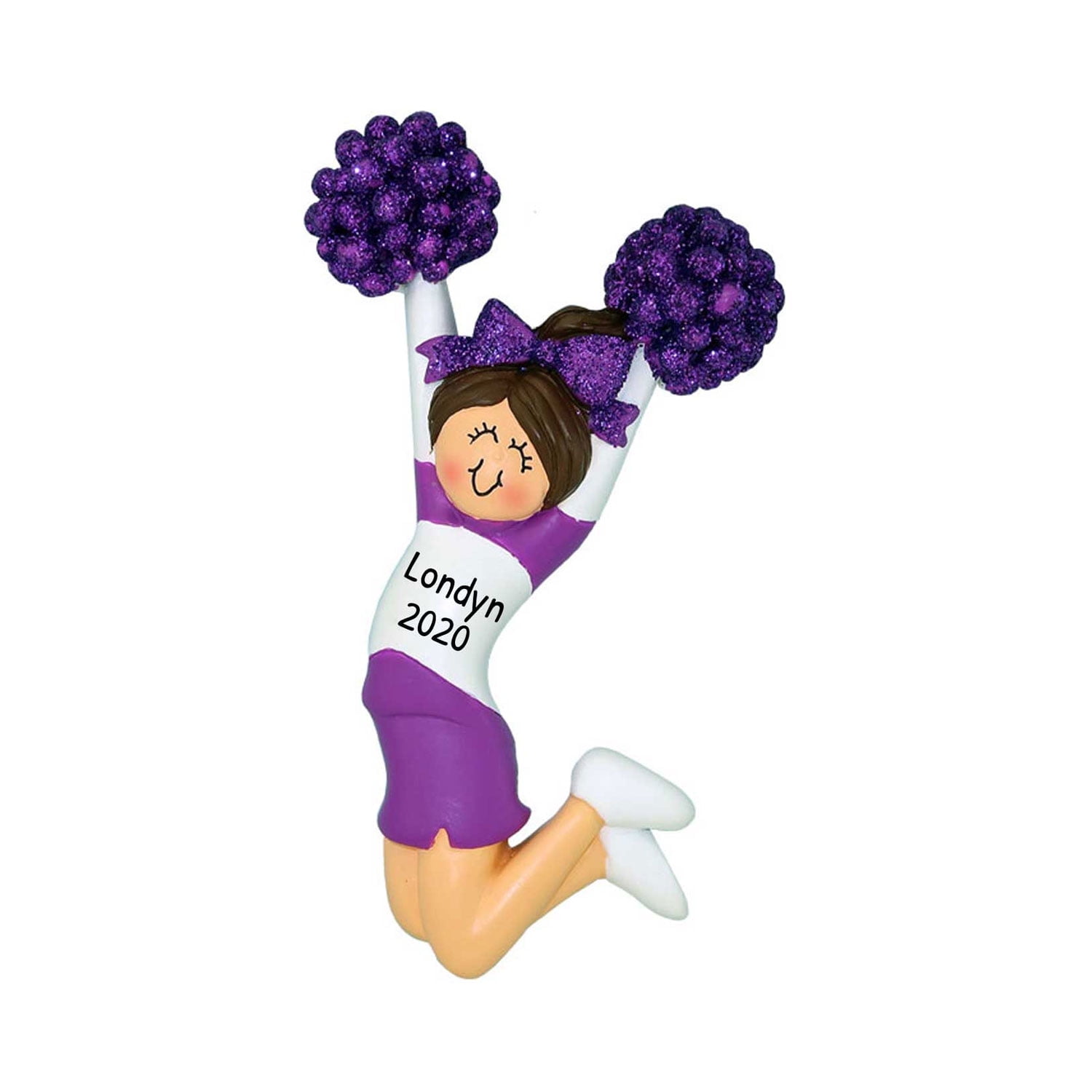 Personalized Cheerleading Ornament 2024 - Brunette Cheerleader in ...