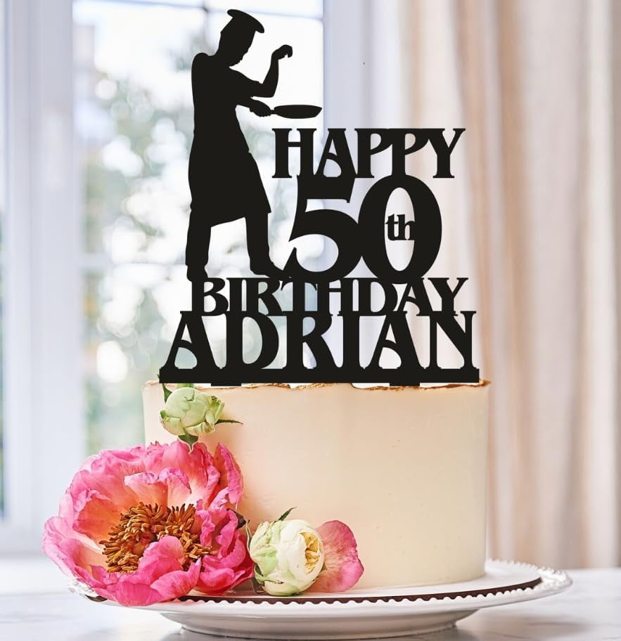 Personalized Chef Birthday Acrylic Cake Topper, custom name Cook Cake ...