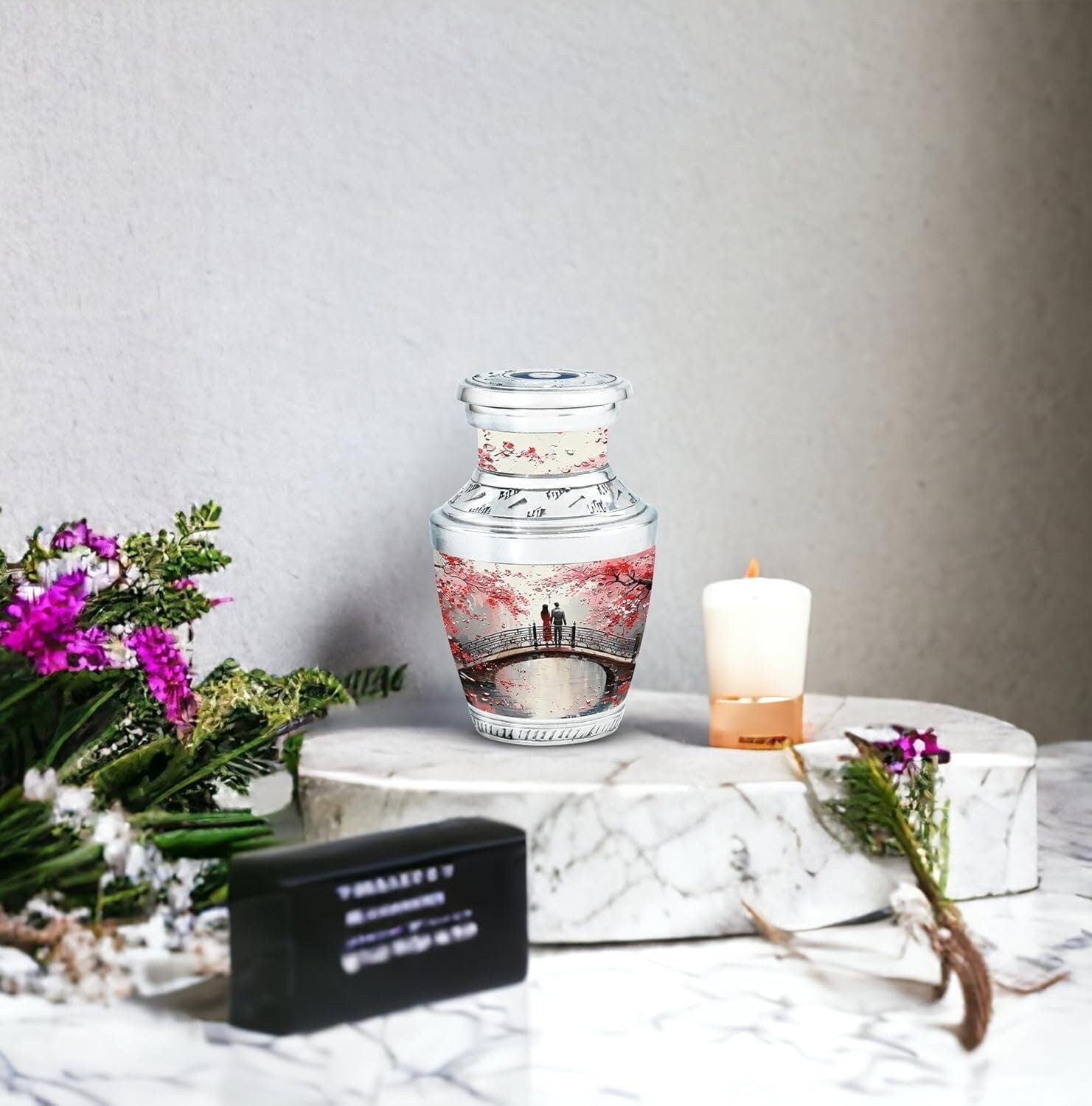 Personalized Cherry Blossom and Couple Urn for Ashes, Decorative and ...