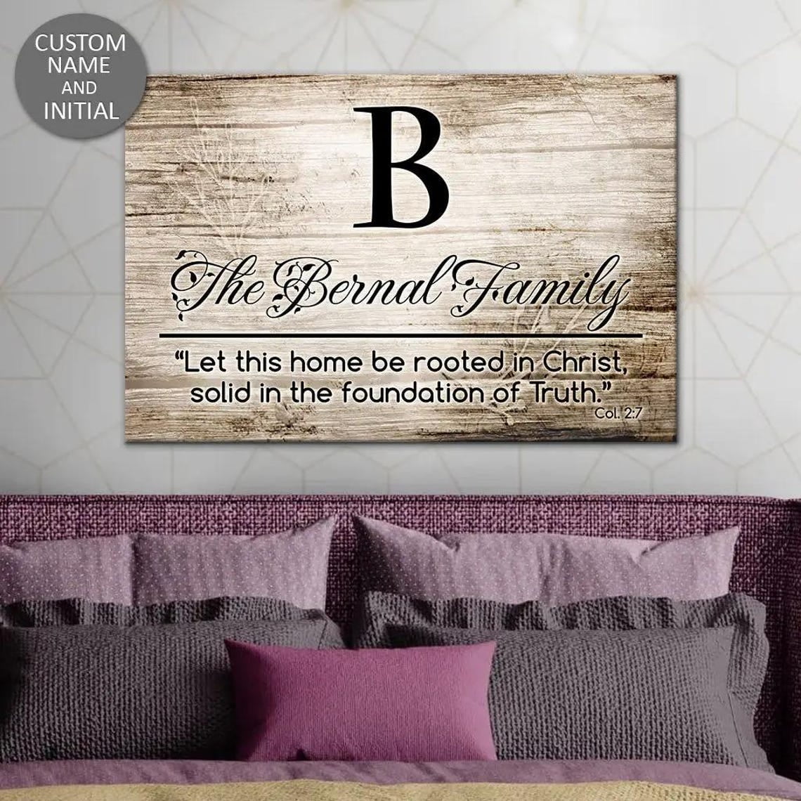 Personalized Christian Family Name Wall Art Canvas | Let This Home Be ...