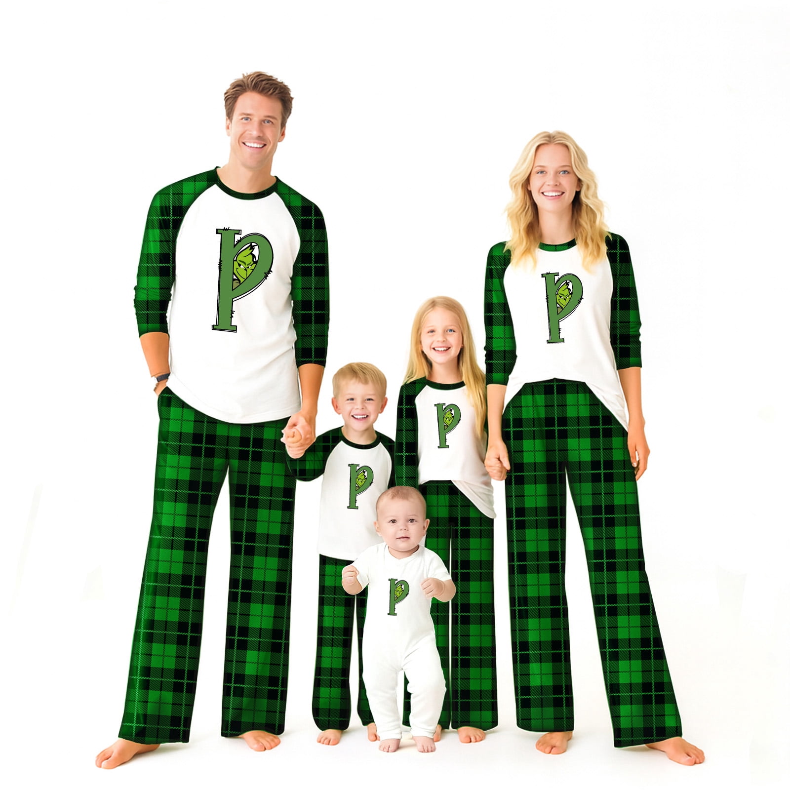 Custom Initials Monogram Letter Christmas Pajamas Set - Ultra-Soft ...