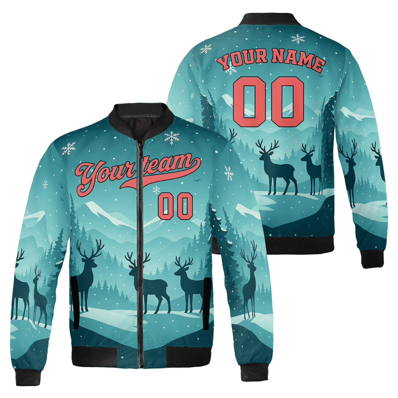 Personalized Christmas Festive Santa Bomber Jacket - Custom Name ...