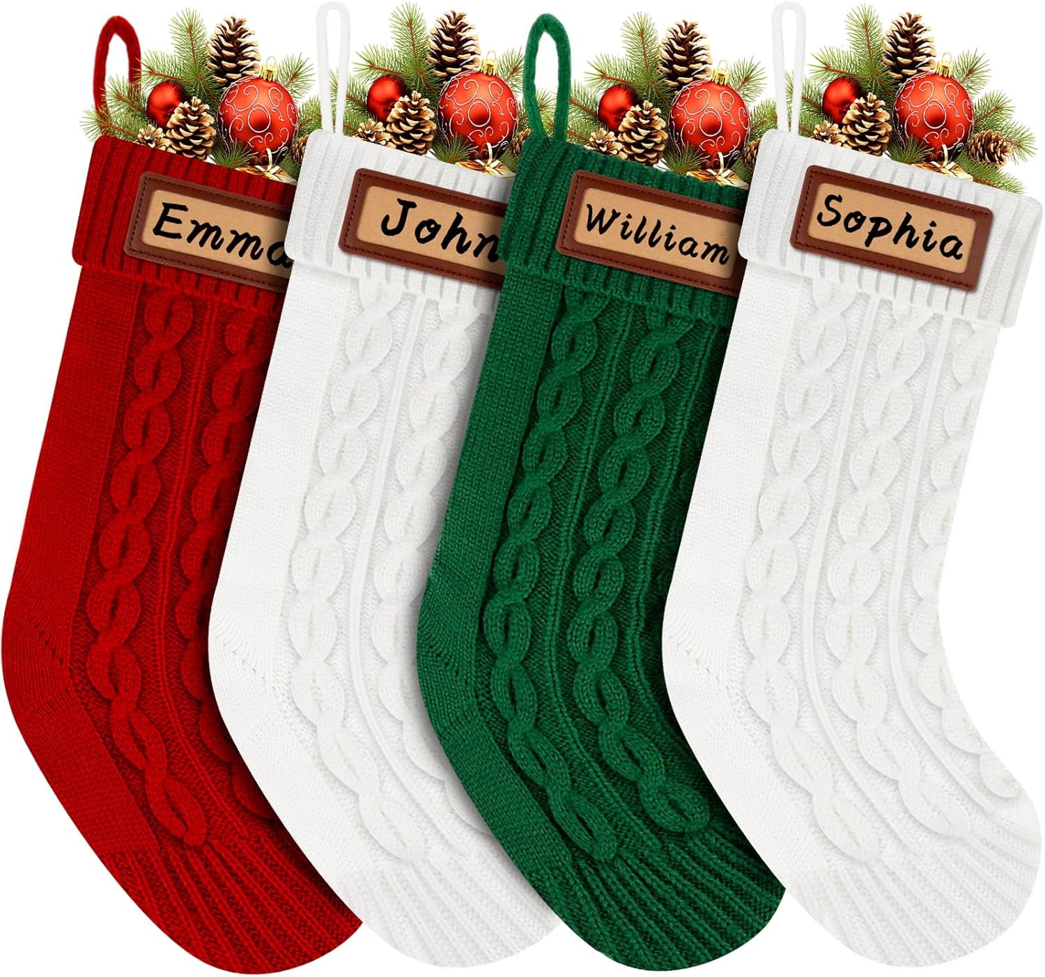 Personalized Christmas Stockings Knitted Set of 4: 18'' Large Knit ...