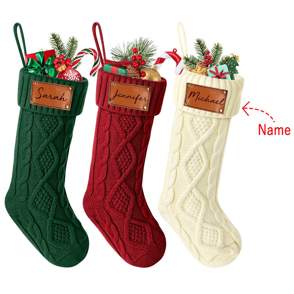 Personalized Christmas Stockings with Names Monogram, 18” Large Family ...