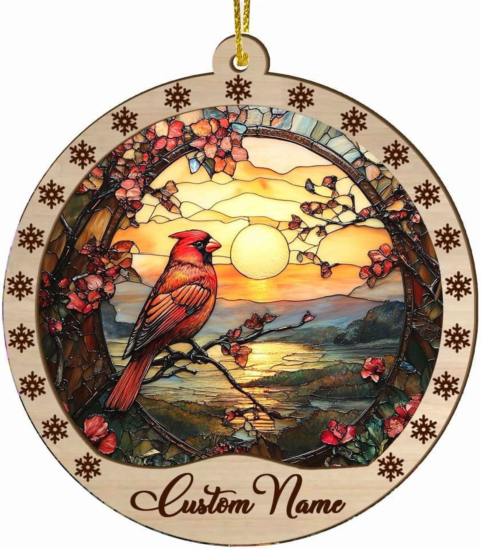 Personalized Christmas Suncatcher Cardinal Bird, Cardinal Bird Ornament ...