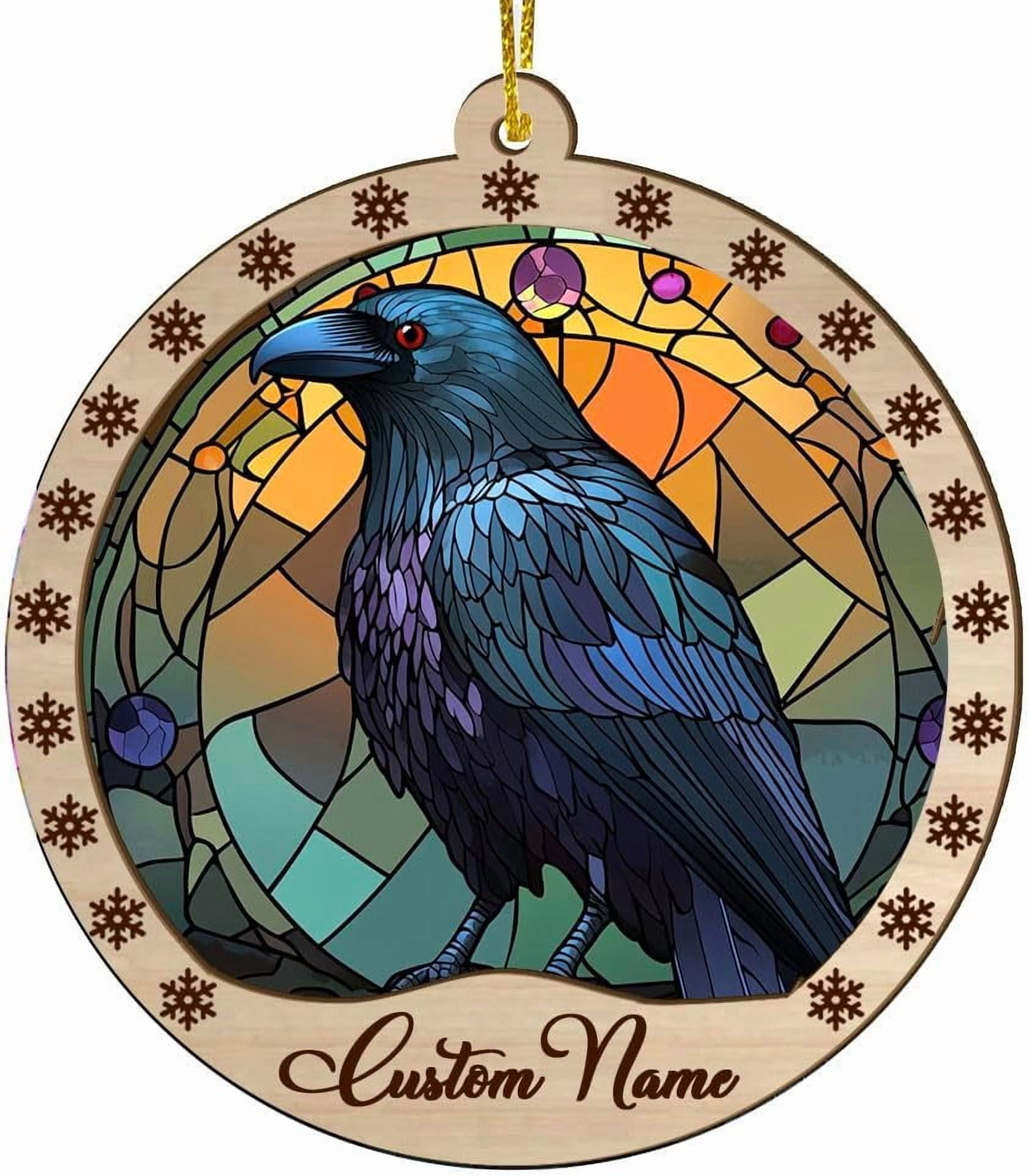 Personalized Christmas Suncatcher Crow, Crow Ornament, Crow Decorations ...