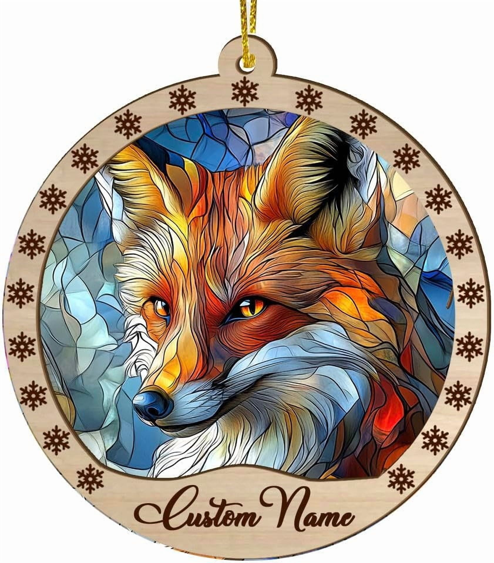 Personalized Christmas Suncatcher Fox, Fox Ornament, Fox Keepsake, Fox ...