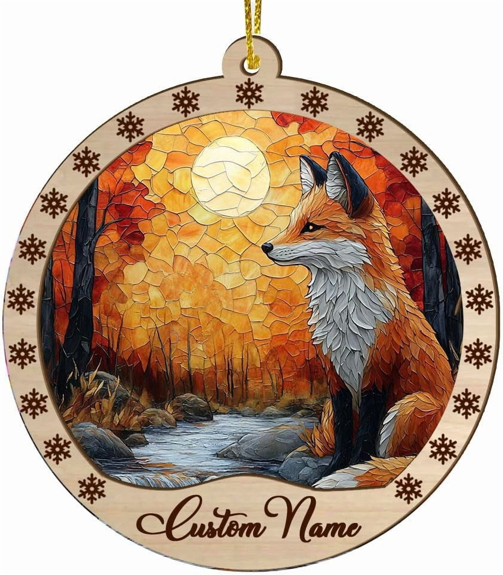 Personalized Christmas Suncatcher Fox, Fox Ornament, Fox Keepsake, Fox ...
