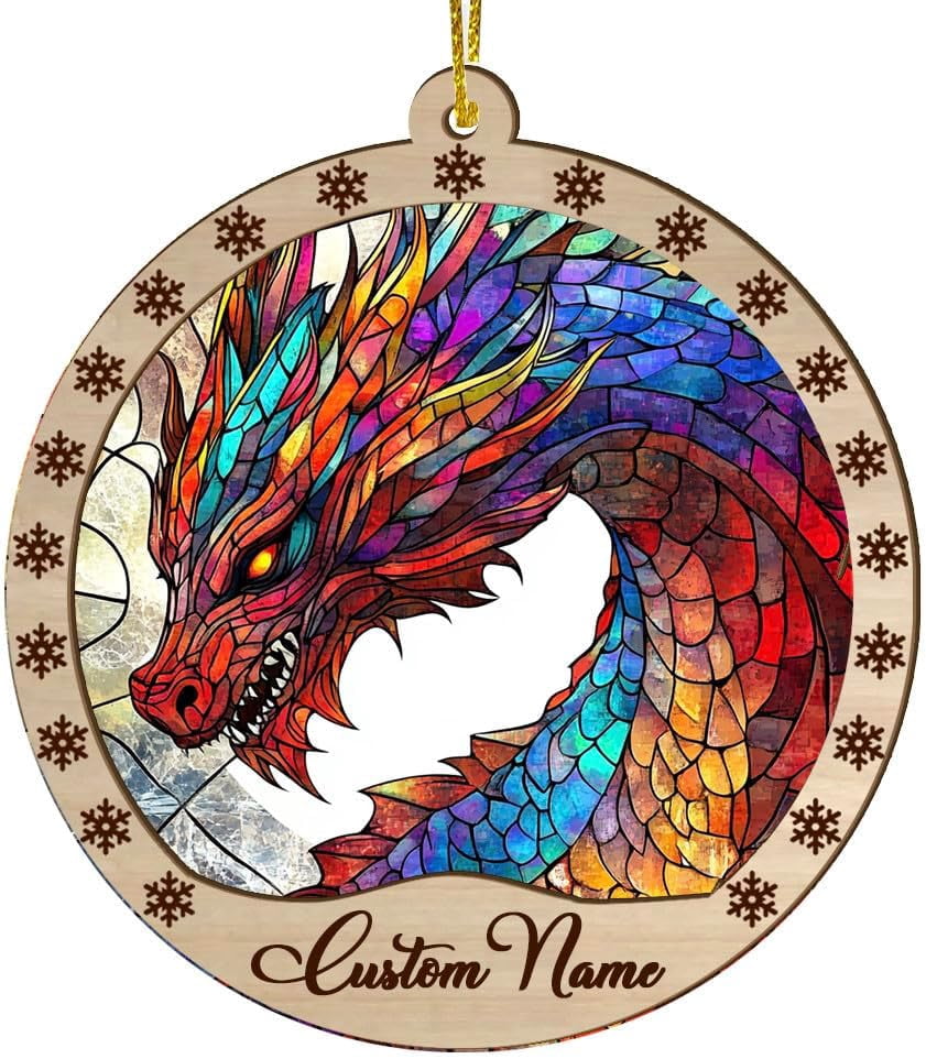 Personalized Christmas Suncatcher Rainbow Dragon, Rainbow Dragon ...