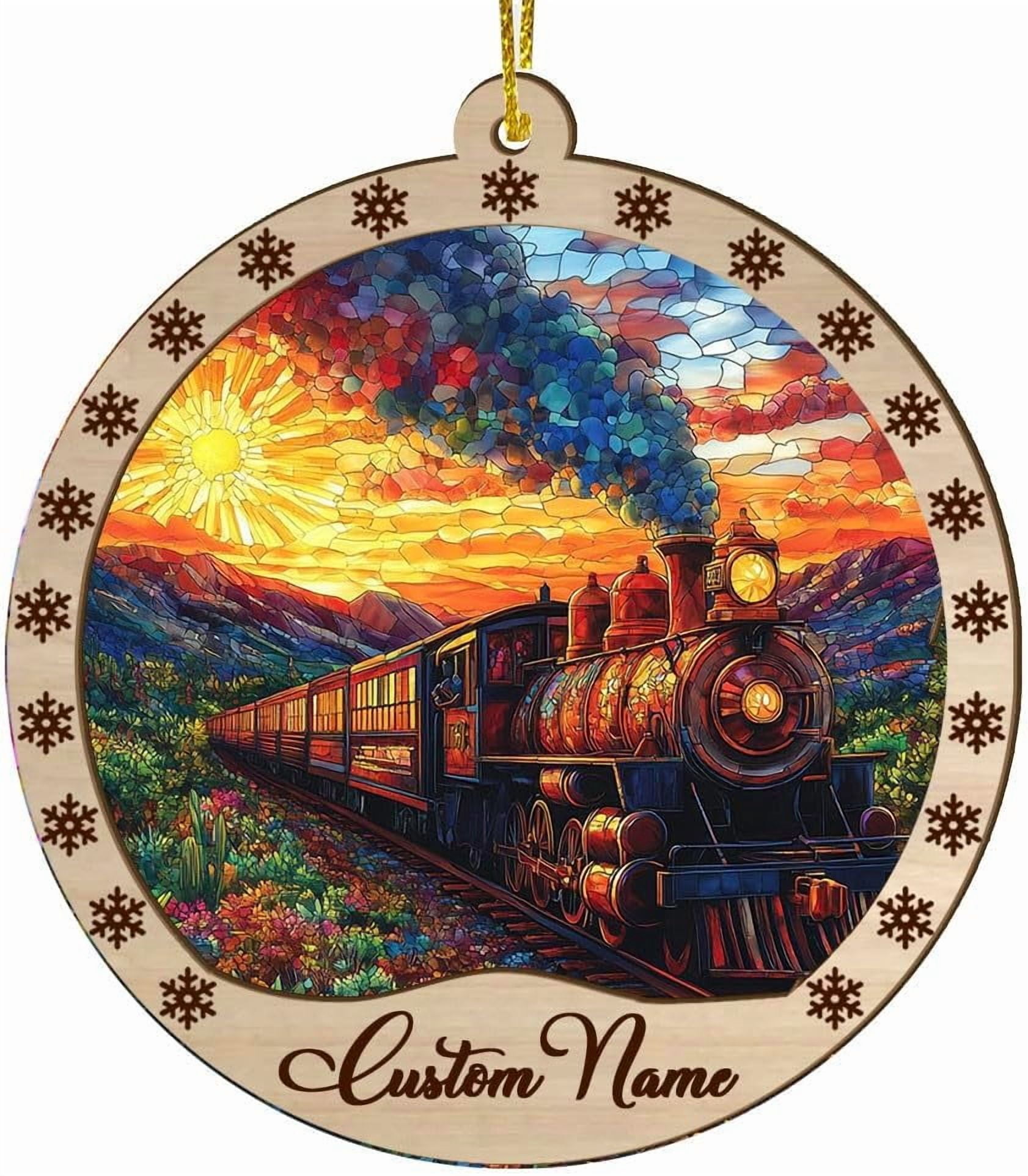 Personalized Christmas Suncatcher Train, Train Ornament, Train ...