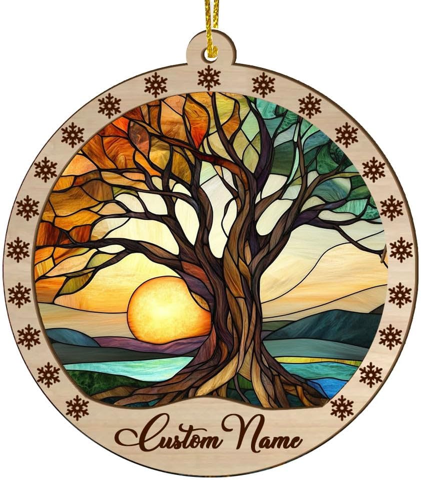 Personalized Christmas Suncatcher Tree of Life, Tree of Life Ornament ...