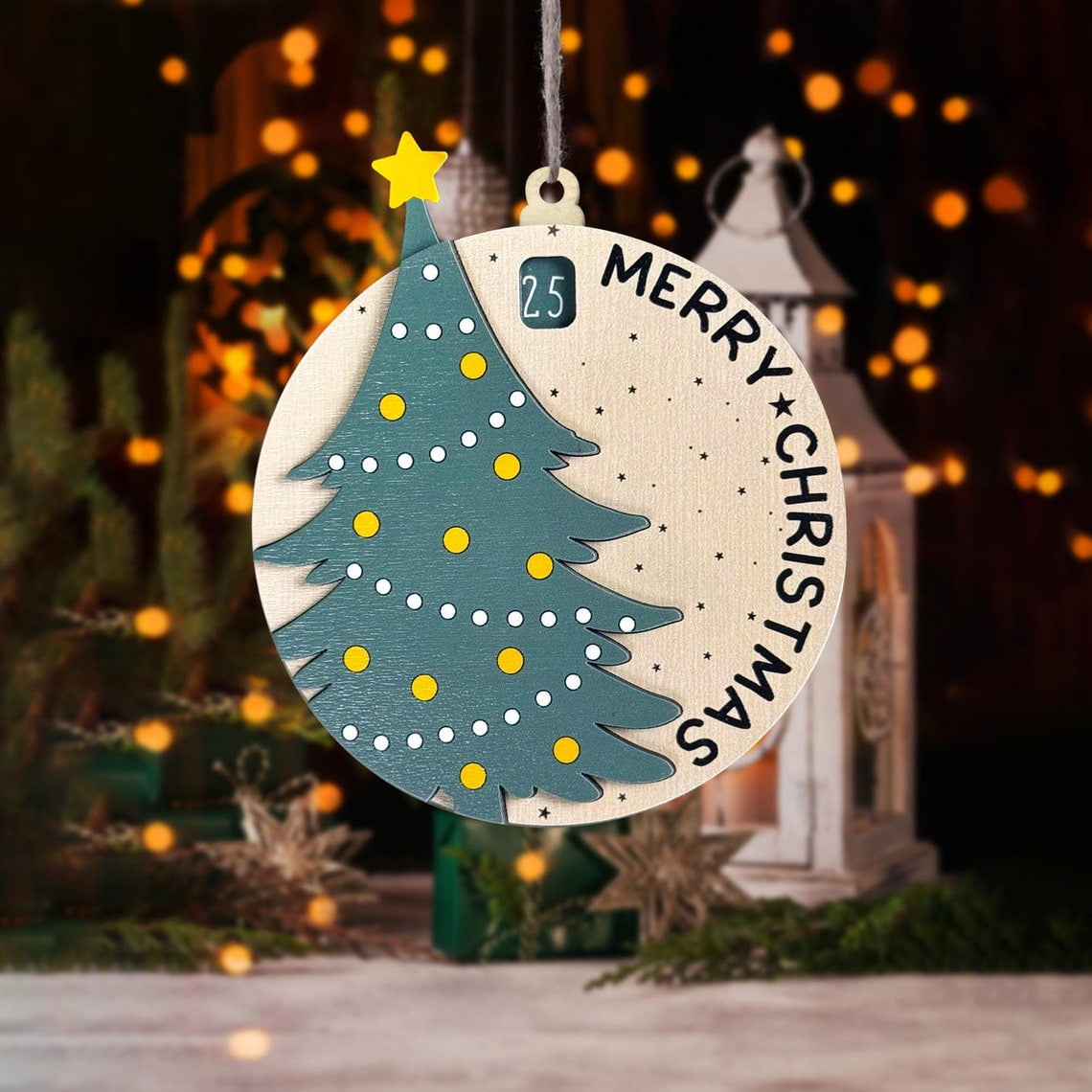 Personalized Christmas Tree Countdown Ornament, Sliding Countdown to ...