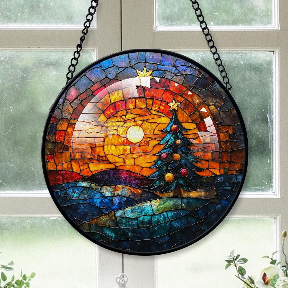 Personalized Christmas Tree Suncatcher Stained Glass Suncatchers ...
