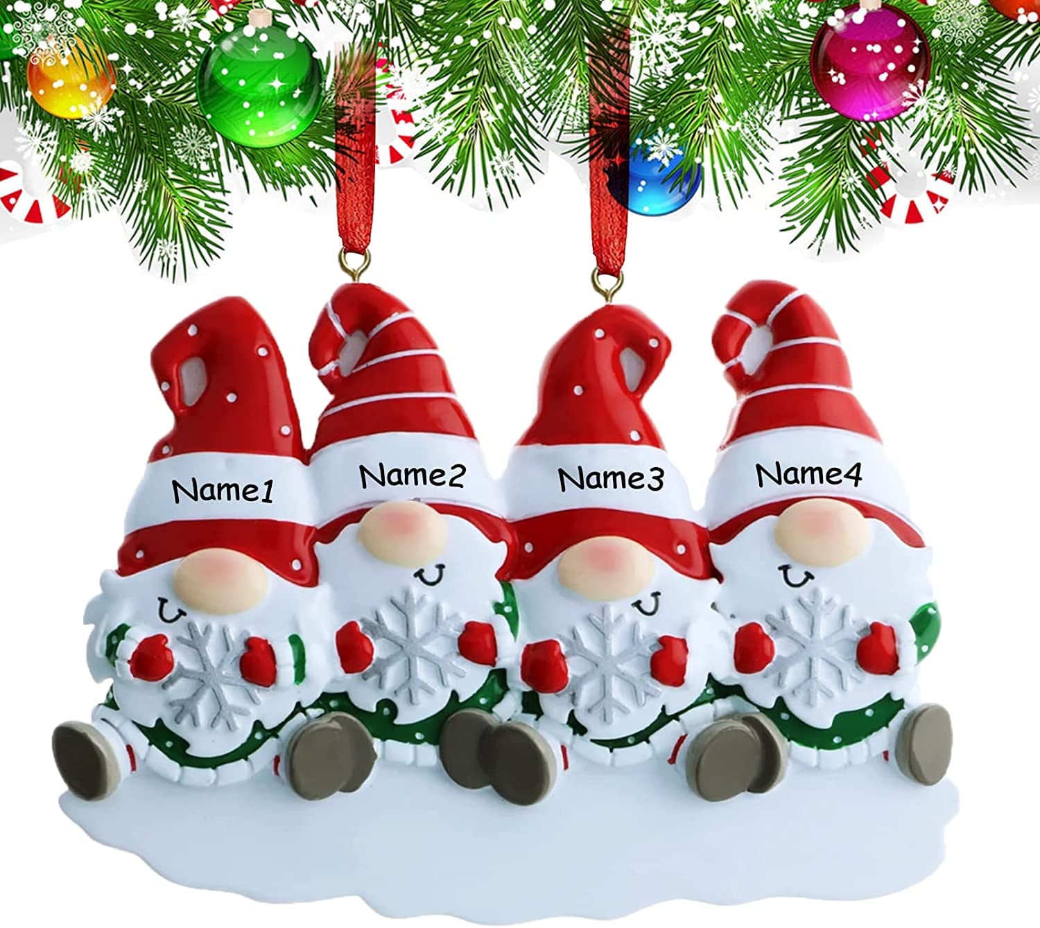 Personalized Christmas Trees Ornaments, Gnomes Personalized Family ...