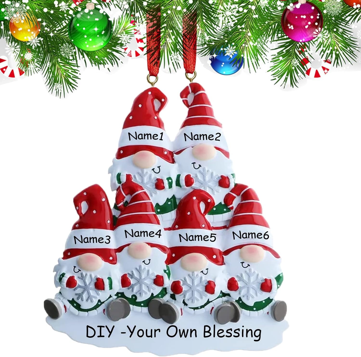 Personalized Christmas Trees Ornaments, Gnomes Personalized Family ...