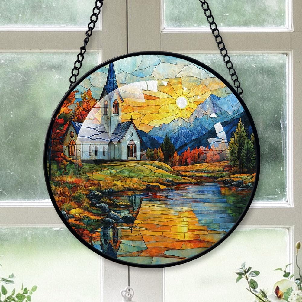 Personalized Church Suncatcher Stained Glass, Church Stained Glass ...
