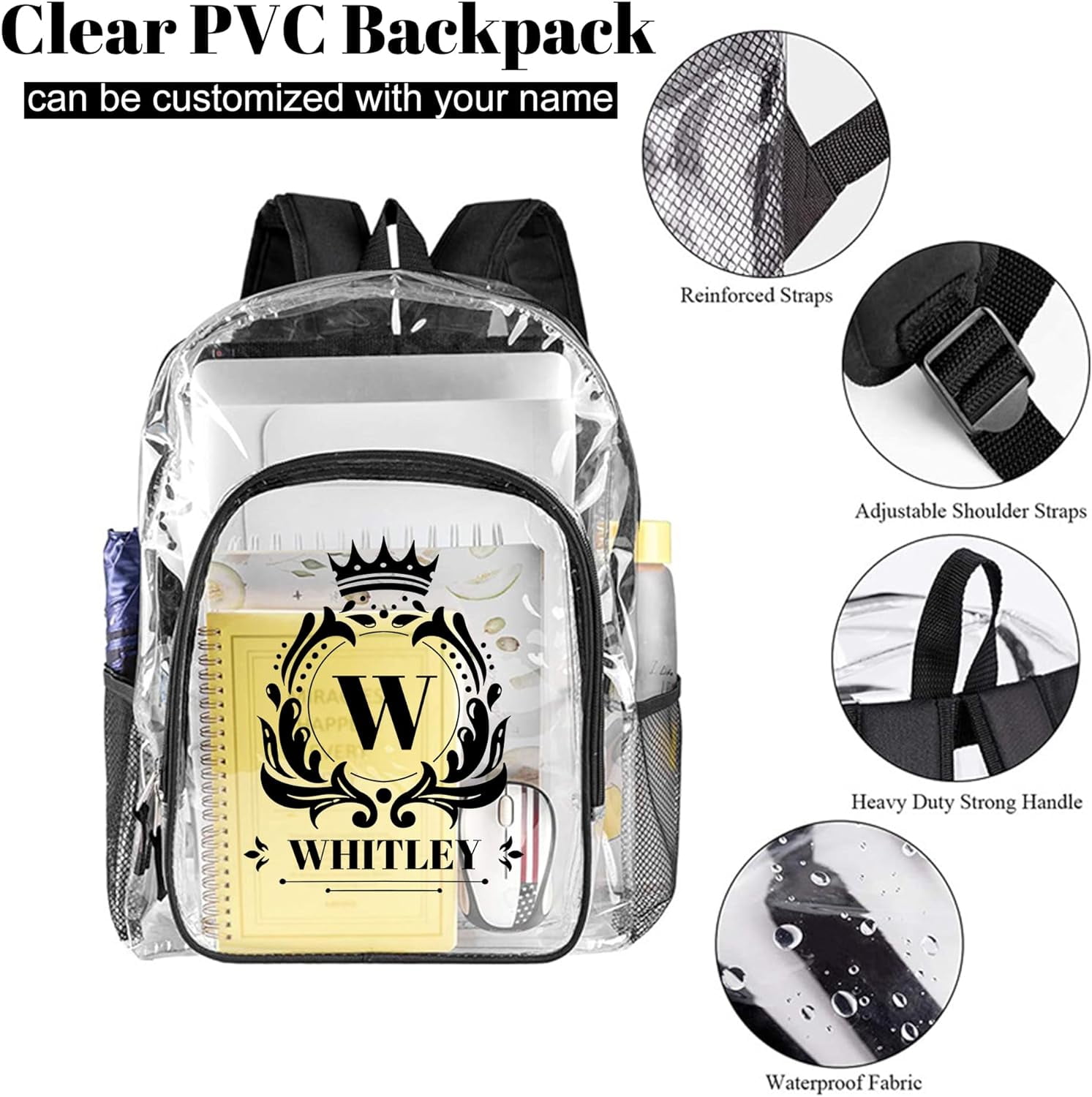 Personalized Clear Backpack For Boys,Custom Clear Backpacks With Name ...