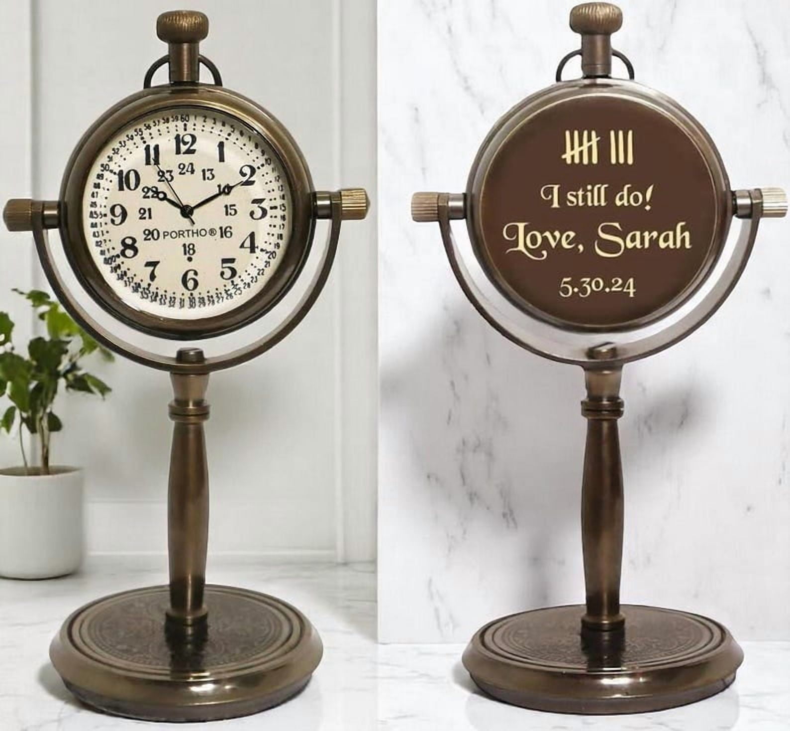 Personalized Clock, Anniversary desk clock, Engraved Table clock ...