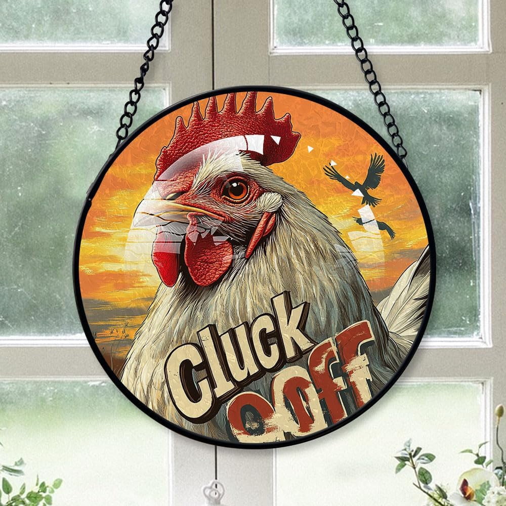 Personalized Cluck Off Suncatcher Stained Glass, Cluck Off Stained ...