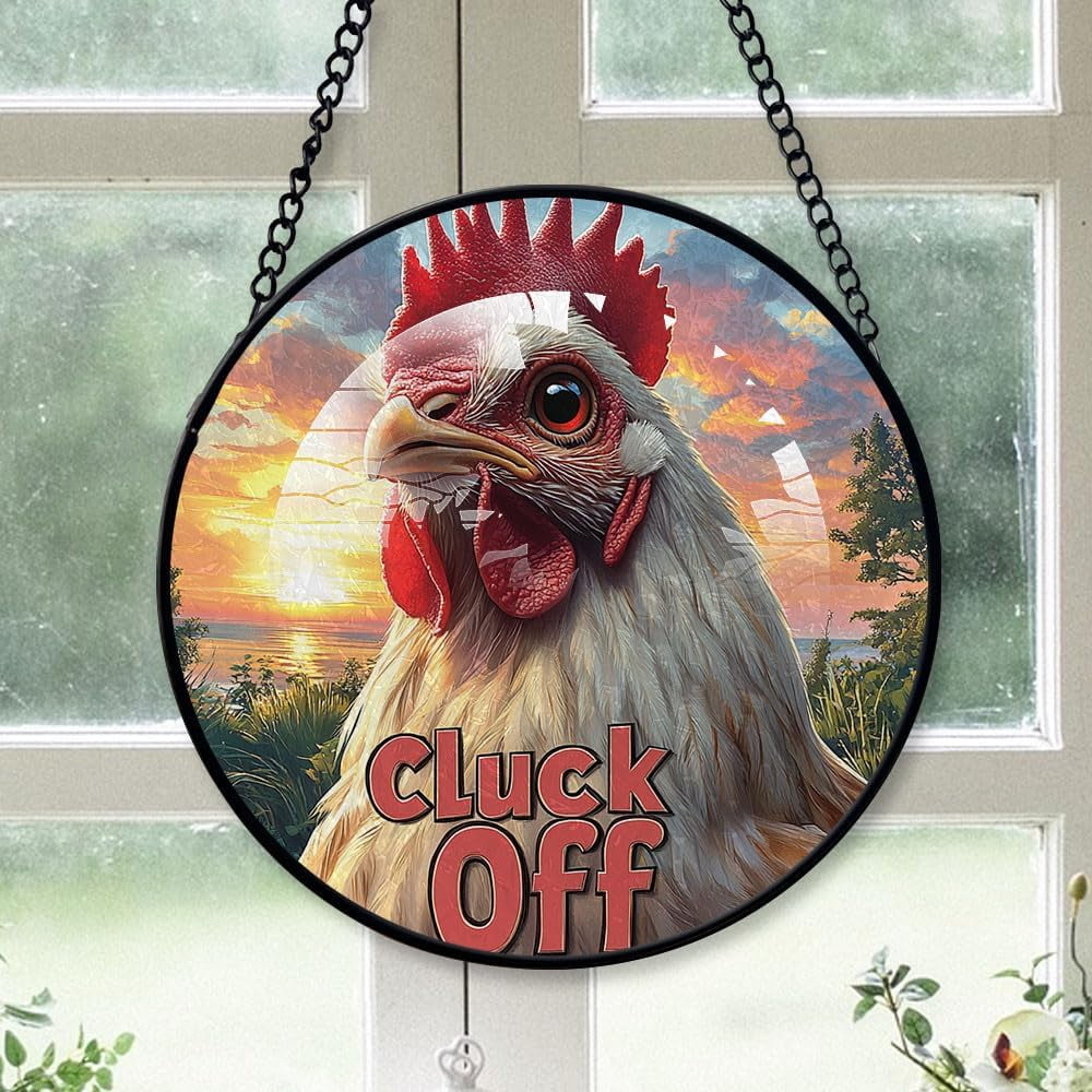 Personalized Cluck Off Suncatcher Stained Glass, Cluck Off Gifts for ...