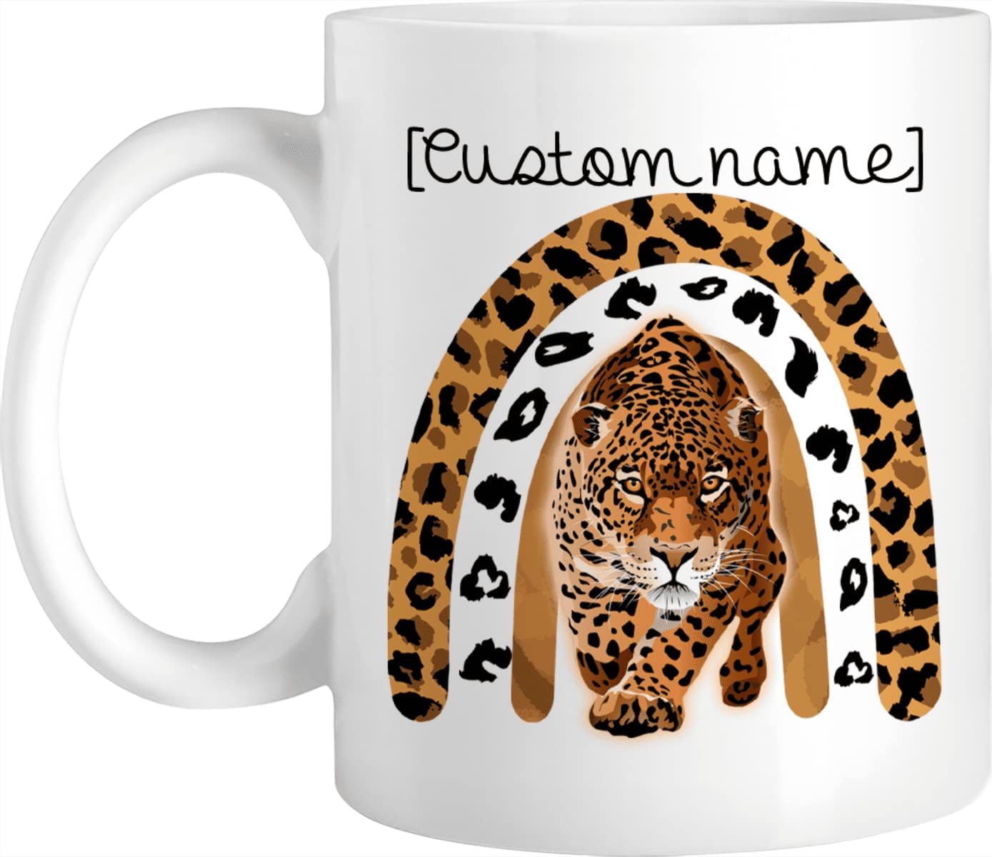 Personalized Coffee Mug Leopard Walking, Customized Name Leopard ...