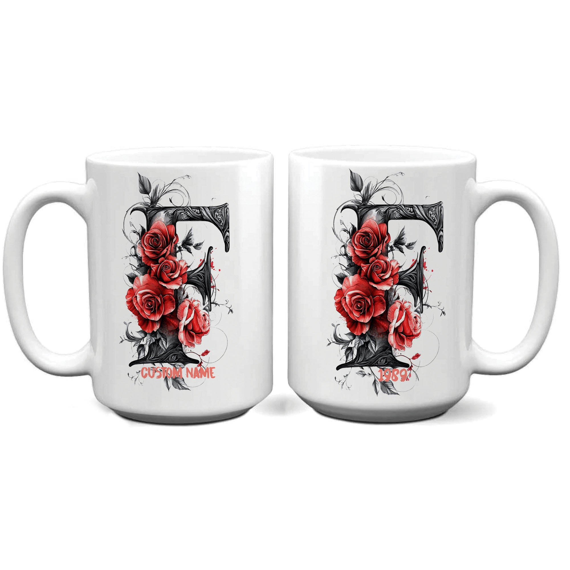 Personalized Coffee Mug for Women with Letter F - Custom 11oz 15oz ...