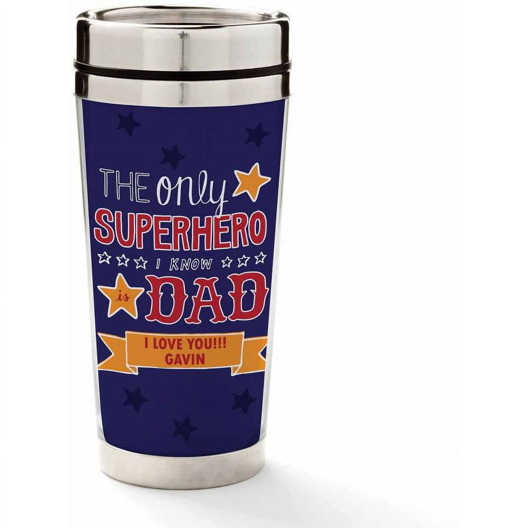 Generic Personalized Superhero Dad Travel Mug - Customizable Gift for ...