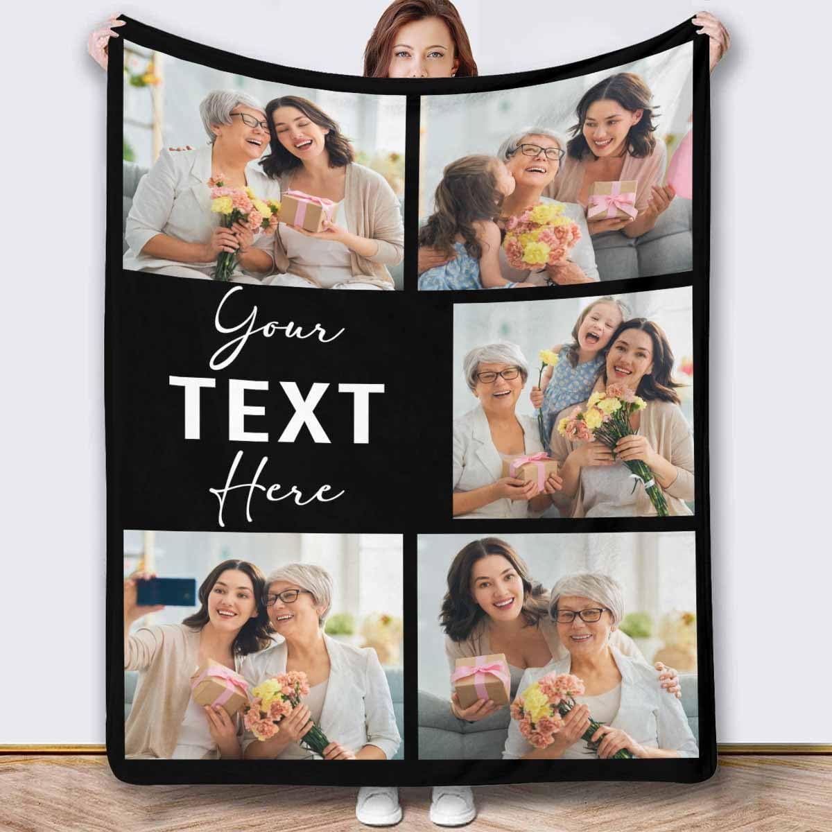 Personalized Collage Throw Blanket with Photo Text, Customized Picture ...