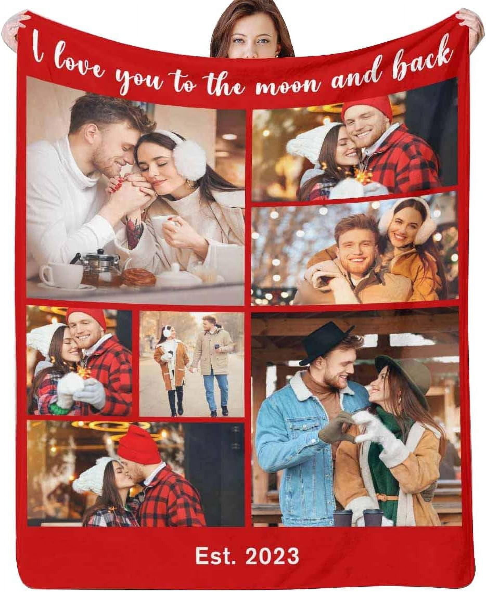 Personalized Collage Throw Blanket with Photo Text, Customized Picture ...