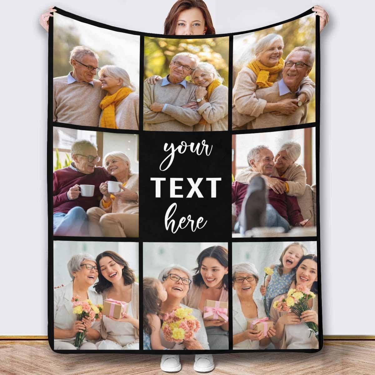 Personalized Collage Throw Blanket with Photo Text, Customized Picture ...