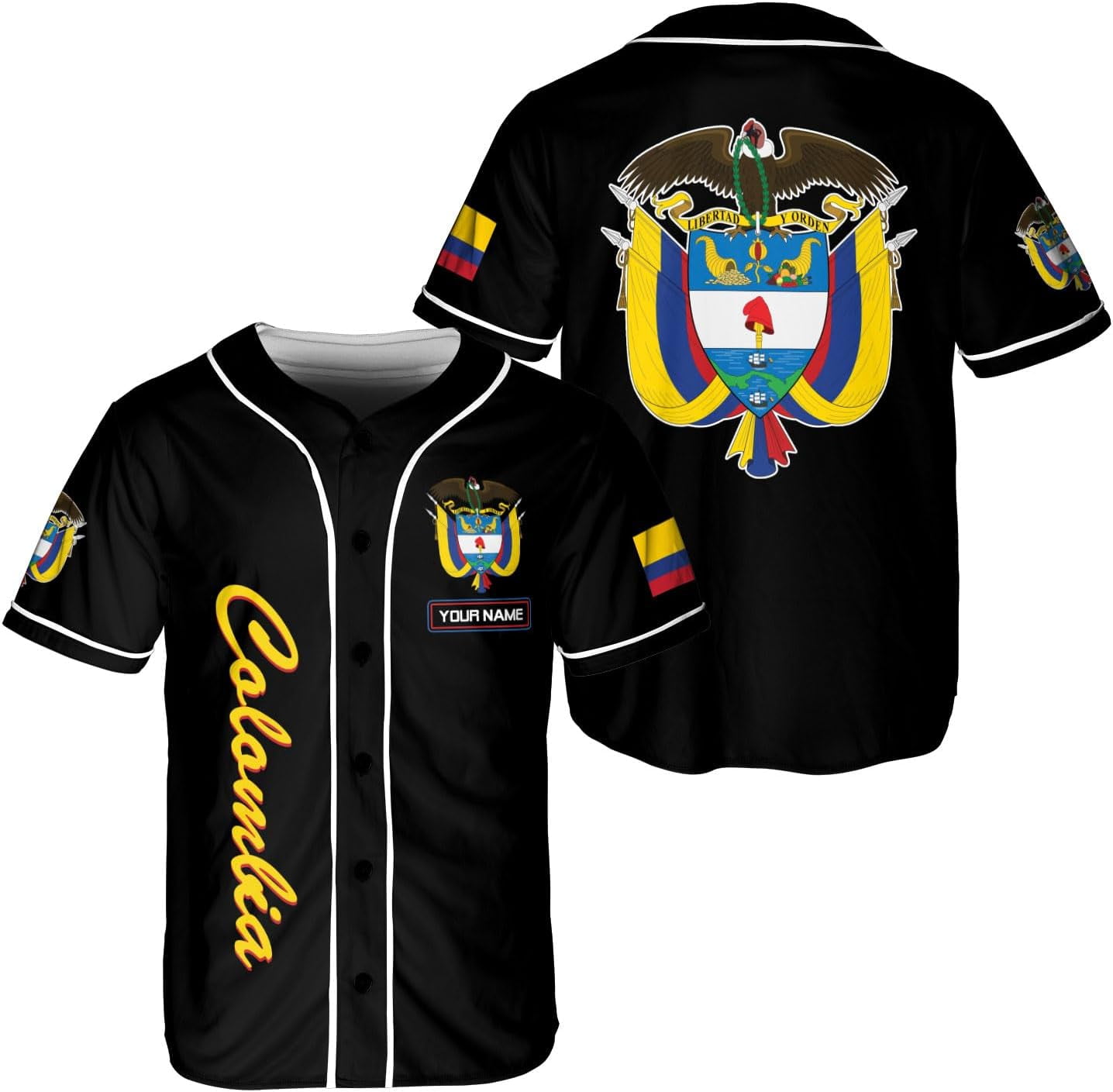 Personalized Colombia Baseball Jersey Shirt, Colombian Flag Jersey ...