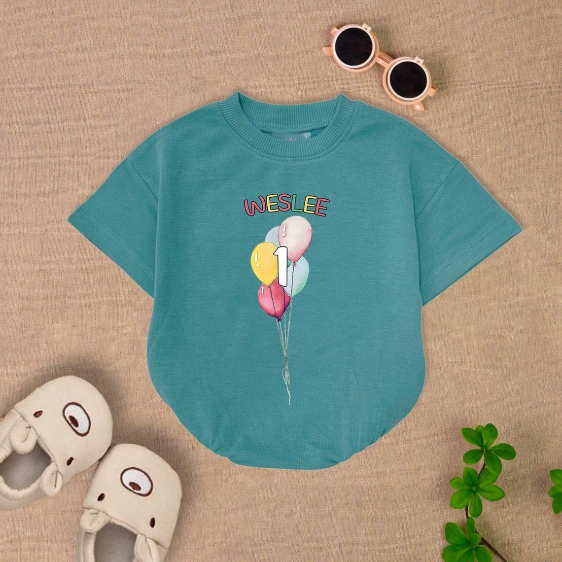 Personalized Colorful Balloon Birthday Baby Romper Short Sleeves, 1St ...