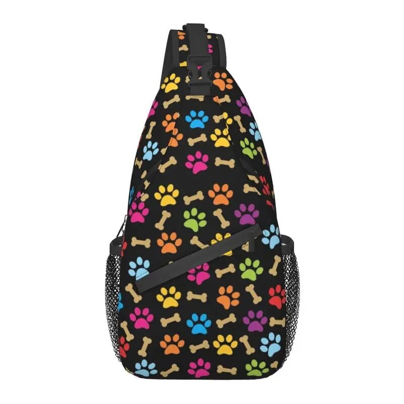 Personalized Colorful Dog Paw Print Pattern Sling Bag Men Cool Shoulder ...
