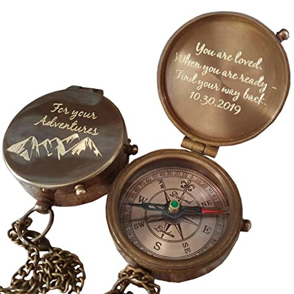 Personalized Compass Gift for Men - Custom Engraved Working Brass ...
